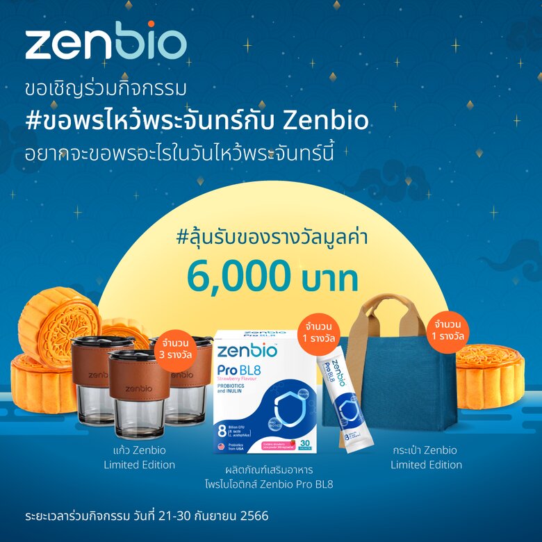 ขอพรวันไหว้พระจันทร์กับ Zenbio แจกฟรีของรางวัล สุดพิเศษเฉพาะมูลค่ากว่า ...